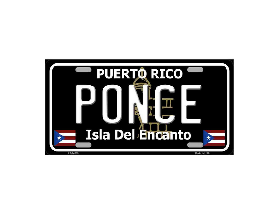 Black PONCE License Plate – Puerto Rican Pride